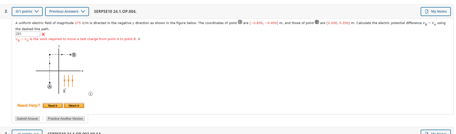 Solved 0/1 points v Previous Answers SERPSE10 24.1. OP.004. | Chegg.com Solved 0/1 points v Previous Answers SERPSE10 24.1. OP.004. | Chegg.com