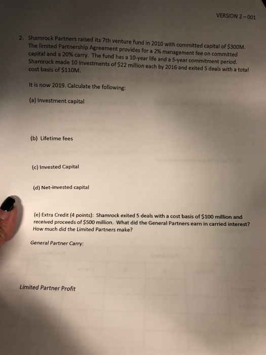 Solved VERSION 2-001 Shamrock Partners raised its 7th | Chegg.com