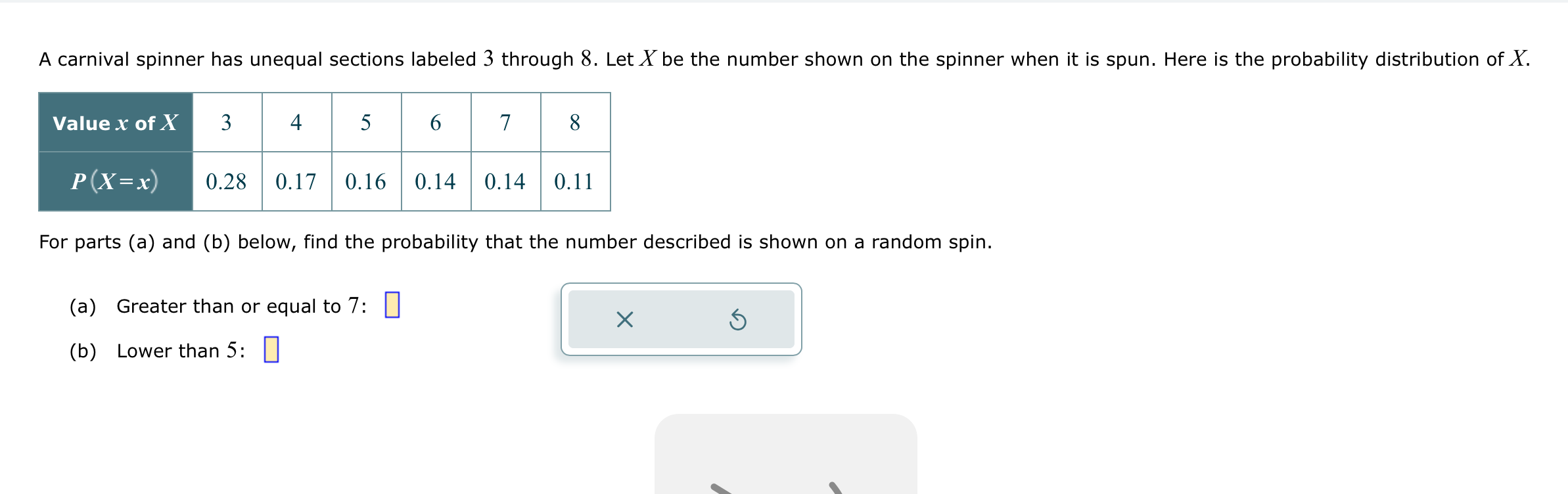 Solved A carnival spinner has unequal sections labeled 3 | Chegg.com