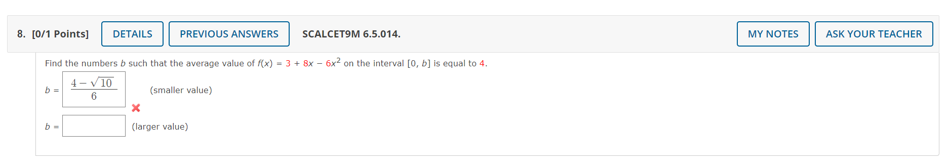 Solved Find the numbers b such that the average value of | Chegg.com
