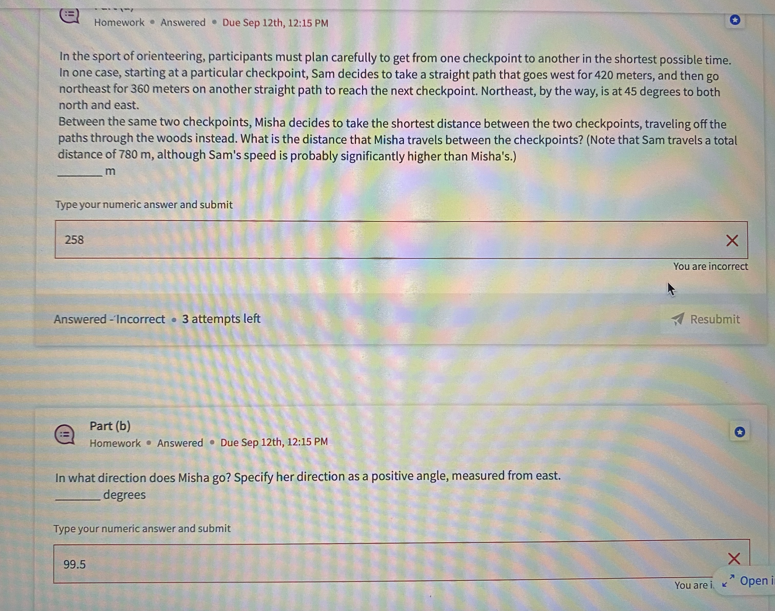 Solved In the sport of orienteering, participants must plan | Chegg.com