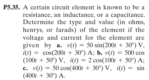 Solved P5.35. A certain circuit element is known to be a | Chegg.com
