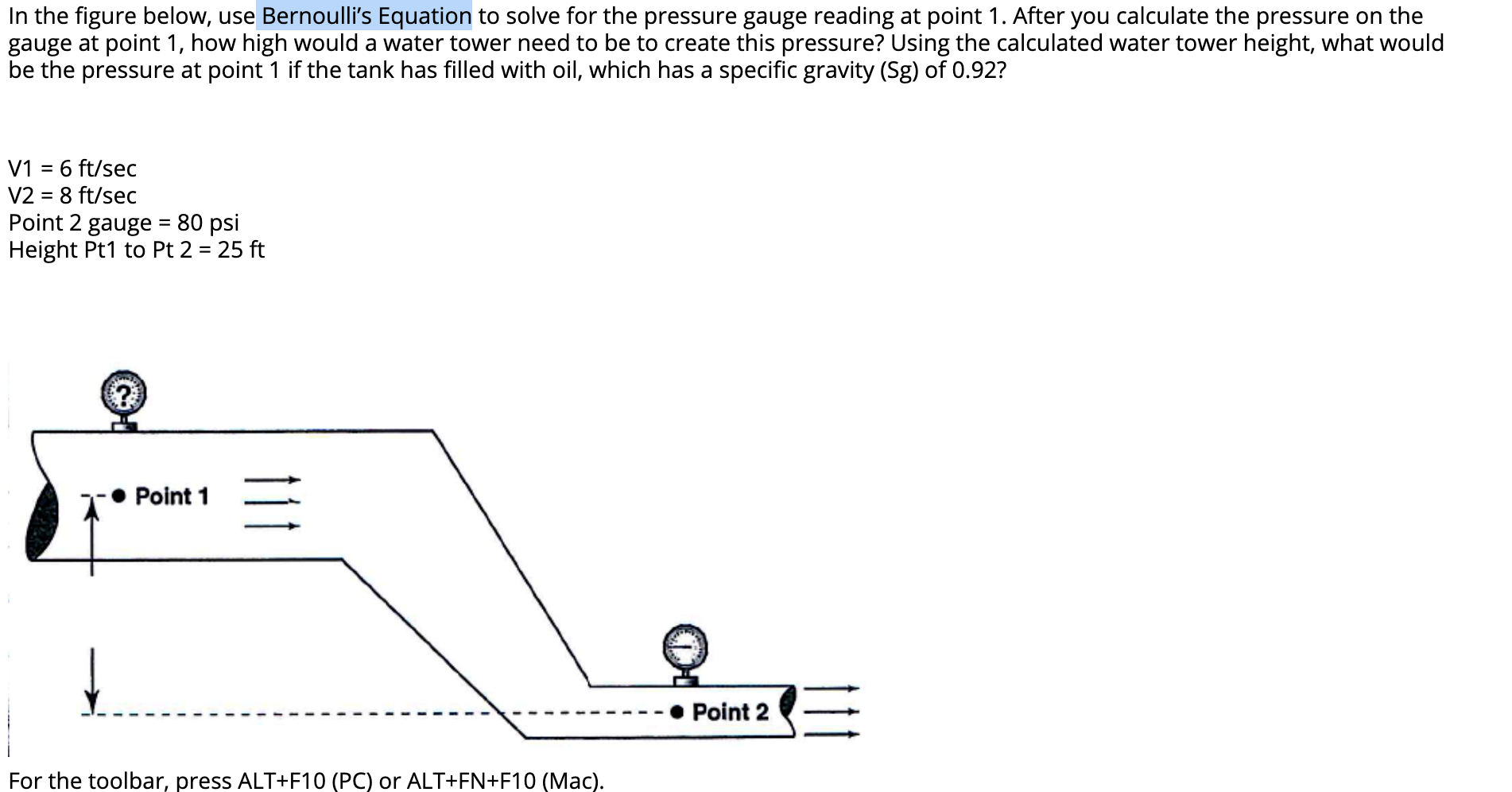 Solved In the figure below, use Bernoulli's Equation to | Chegg.com