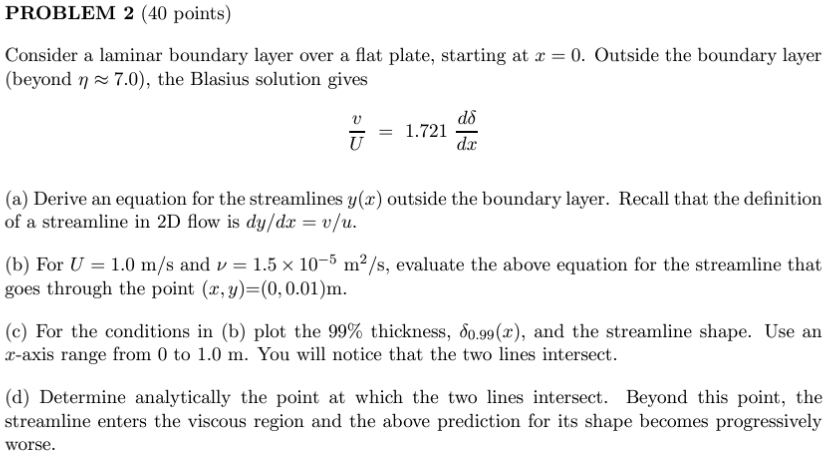 Solved PROBLEM 2 (40 ﻿points)Consider a laminar boundary | Chegg.com
