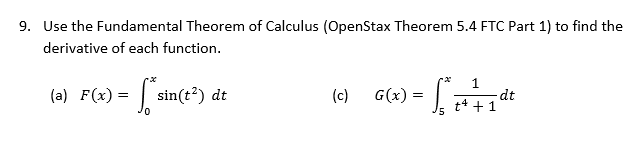 Solved 9. Use the Fundamental Theorem of Calculus (OpenStax | Chegg.com