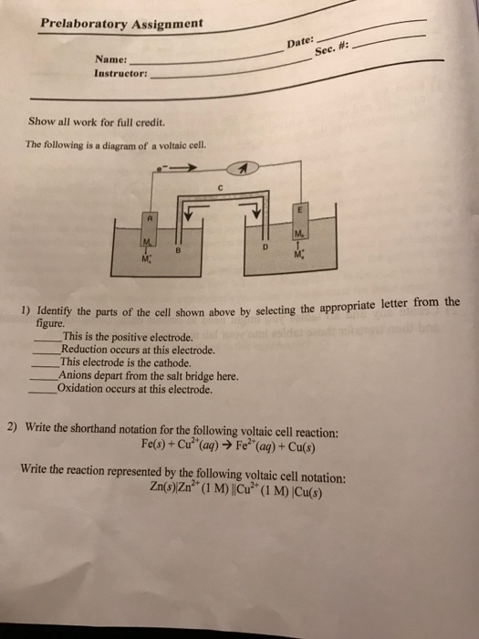 Solved Prelaboratory Assignment Date: Sec. #: Name: | Chegg.com