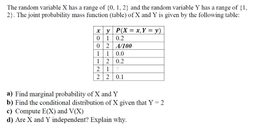 Solved The random variable X has a range of {0, 1, 2} and | Chegg.com