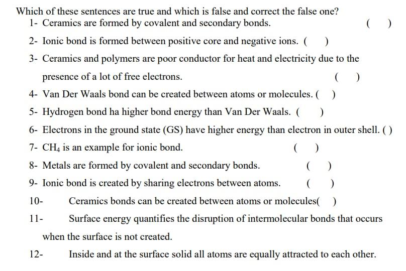 Solved Which of these sentences are true and which is false | Chegg.com