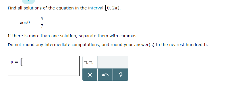 Solved Find all solutions of the equation in the interval | Chegg.com