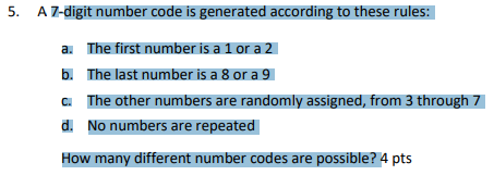 Solved 5. A Z-digit number code is generated according to | Chegg.com
