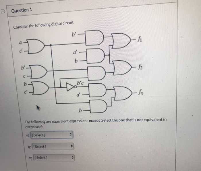 Solved Question 1 Consider the following digital circuit b' | Chegg.com