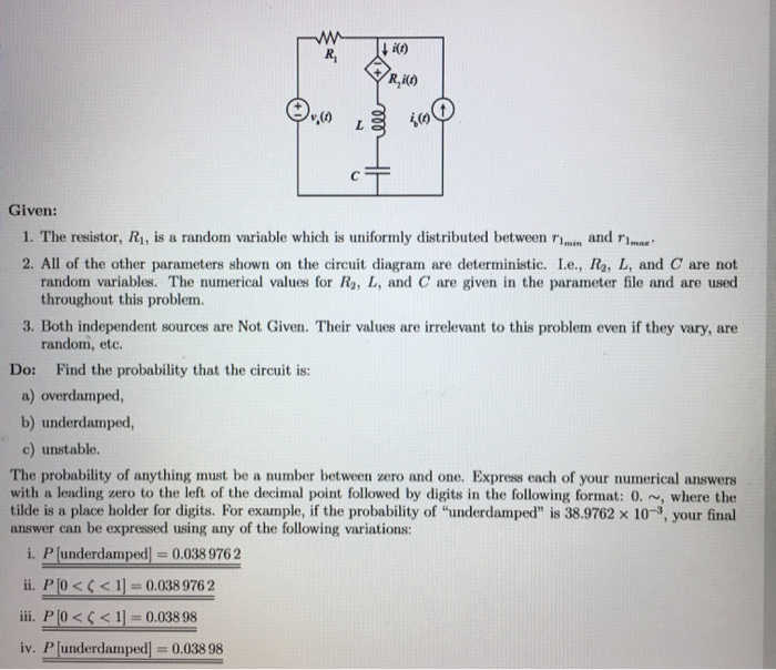 Solved R,(O L Given: 1. The resistor, R1, is a random | Chegg.com