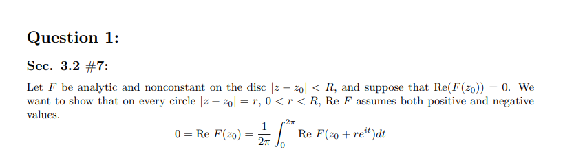 Solved Sec. 3.2#7 : Let F be analytic and nonconstant on the | Chegg.com