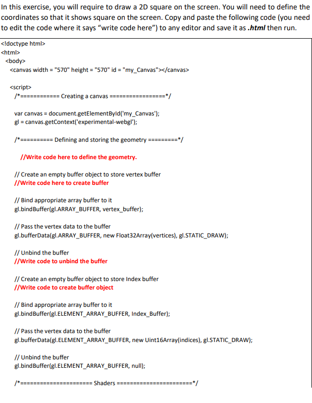 Solved Using WebGL, Please fill in the code indicated by the | Chegg.com