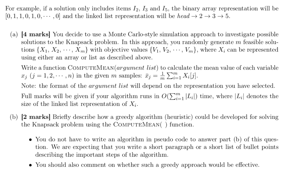 Solved In a Knapsack problem, given n items {I1, I2, · · · , | Chegg.com