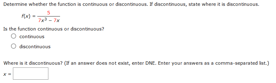 Solved Determine whether the function is continuous or | Chegg.com