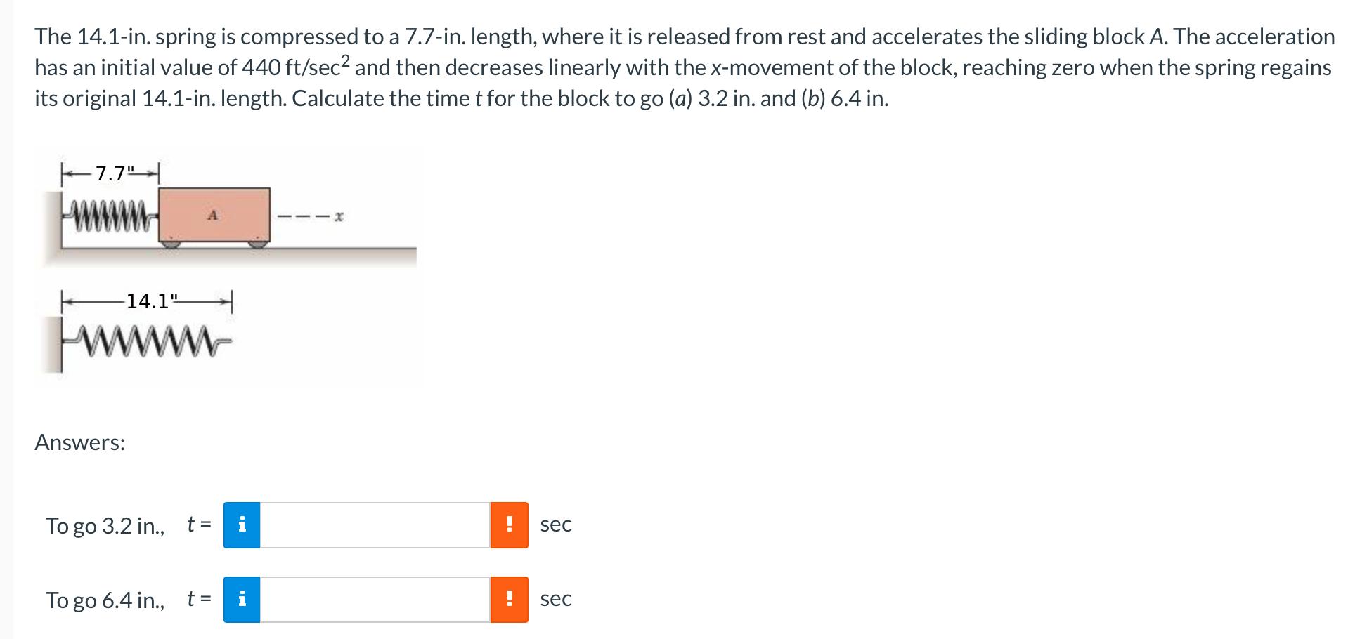 Solved The 14.1-in. spring is compressed to a 7.7-in. | Chegg.com