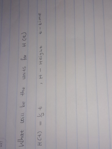 Solved What will be the units for H (t) HCt) = t , H- Height | Chegg.com