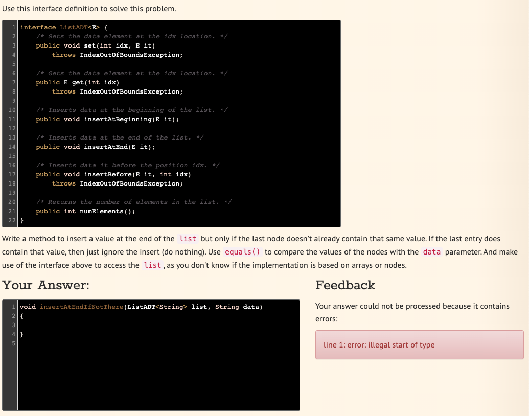 Solved Use this interface definition to solve this problem. | Chegg.com