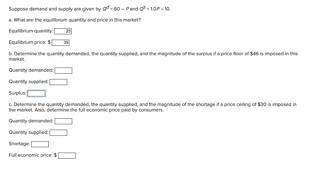 Solved Suppose demand and supply are given by Qd=60−P and | Chegg.com