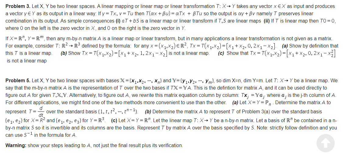Solved Problem 3. Let X, Y be two linear spaces. A linear | Chegg.com