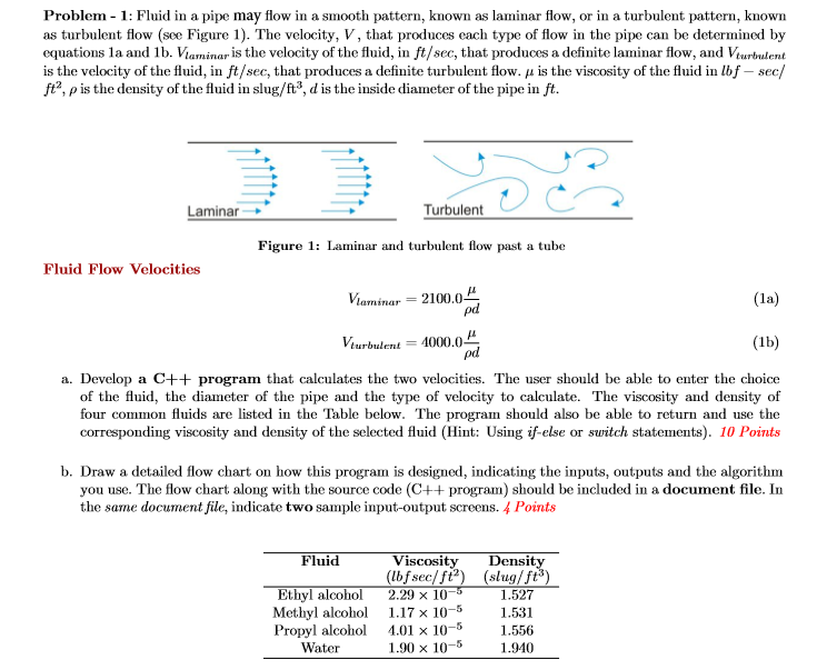 (Solved) : Problem 1 Fluid Pipe May Flow Smooth Pattern Known Laminar ...