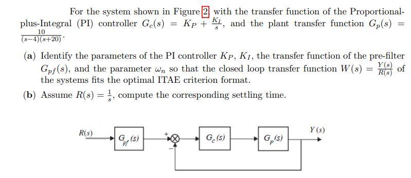 Solved For the system shown in Figure 2 with the transfer | Chegg.com