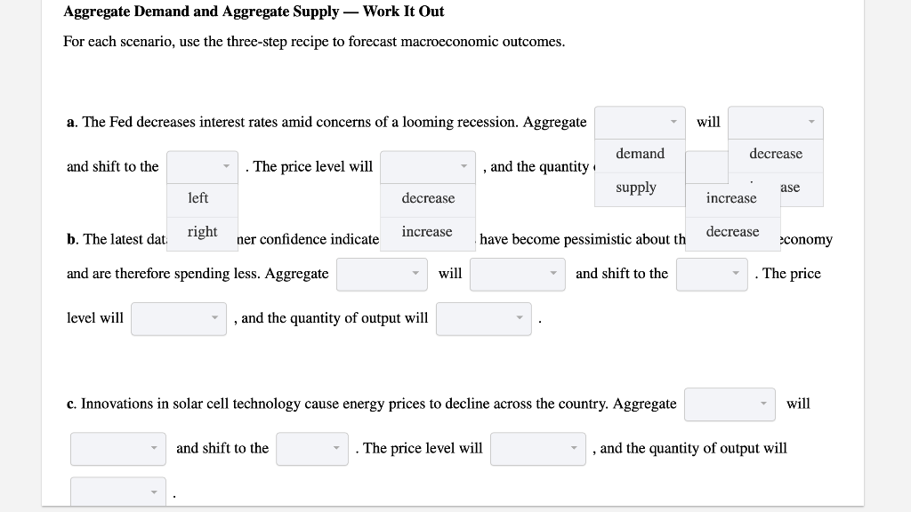 Solved Aggregate Demand and Aggregate Supply - Work It Out | Chegg.com
