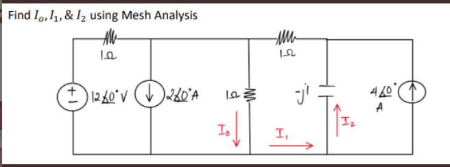 Solved Find I0,I1,&I2 using Mesh Analysis | Chegg.com