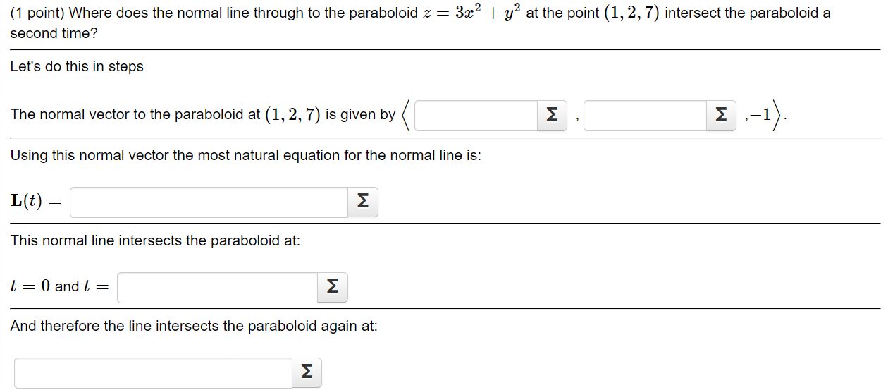 Solved (1 point) Where does the normal line through to the | Chegg.com