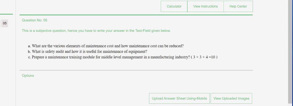 Solved Calculator View Instructions Help Center Question No: | Chegg.com