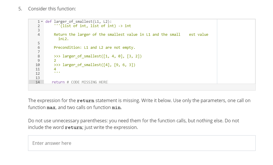 Solved 5. Consider this function: 4 est value 5 6 7 8 9 1 - | Chegg.com