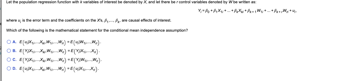 Solved Suppose The Population Regression Function Is Given