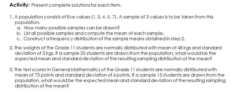 Solved Activity: Present complete solutions for each item. | Chegg.com