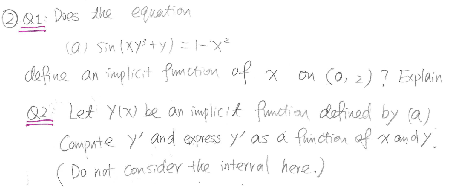 Solved (a) sin(xy3+y)=1−x2 define an implicit function of x | Chegg.com