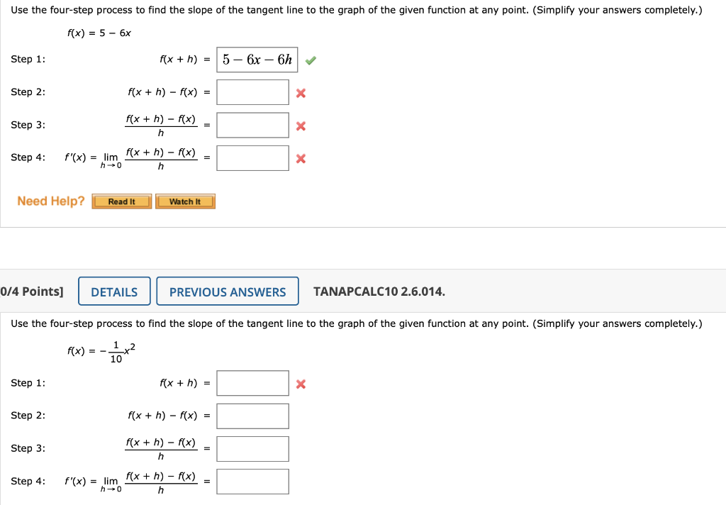 Solved Use the four-step process to find the slope of the | Chegg.com