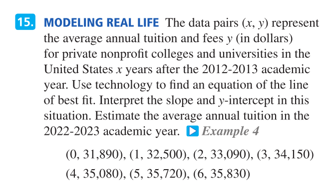 Solved 5. MODELING REAL LIFE The data pairs (x,y) represent | Chegg.com