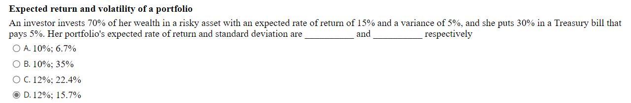 Solved Expected return and volatility of a portfolio An | Chegg.com