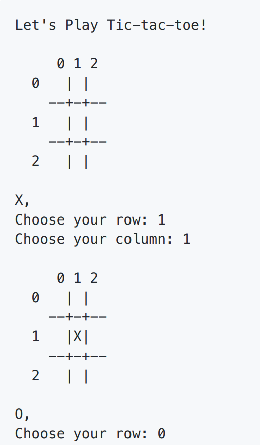 Solved Update your definition of play_tic_tac_toe() , such | Chegg.com