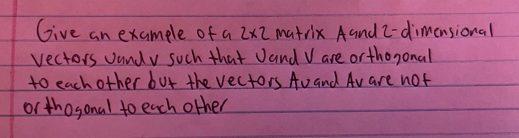 Solved Give an example of a 2×2 matrix A and 2-dimensional | Chegg.com