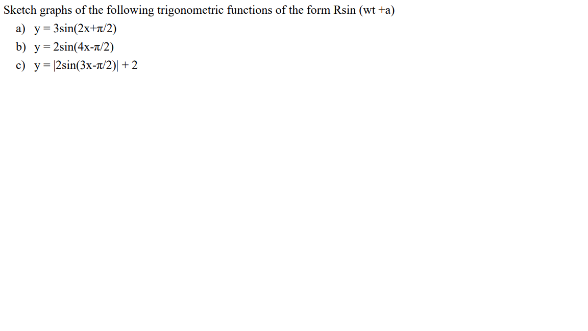 Solved Sketch graphs of the following trigonometric | Chegg.com