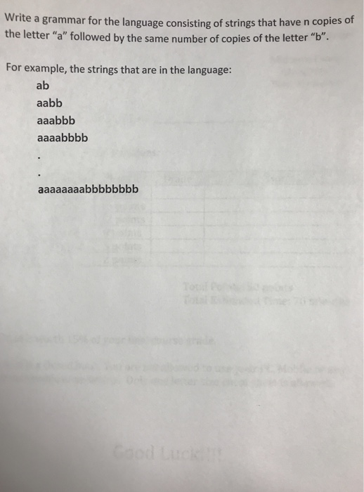 Solved Write a grammar for the language consisting of | Chegg.com