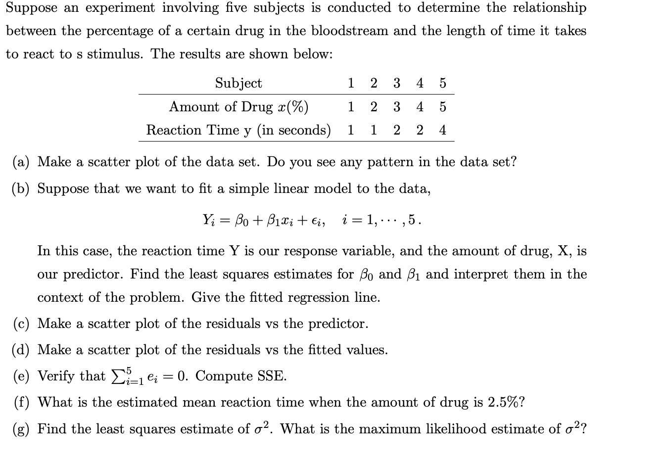 Solved Suppose an experiment involving five subjects is | Chegg.com