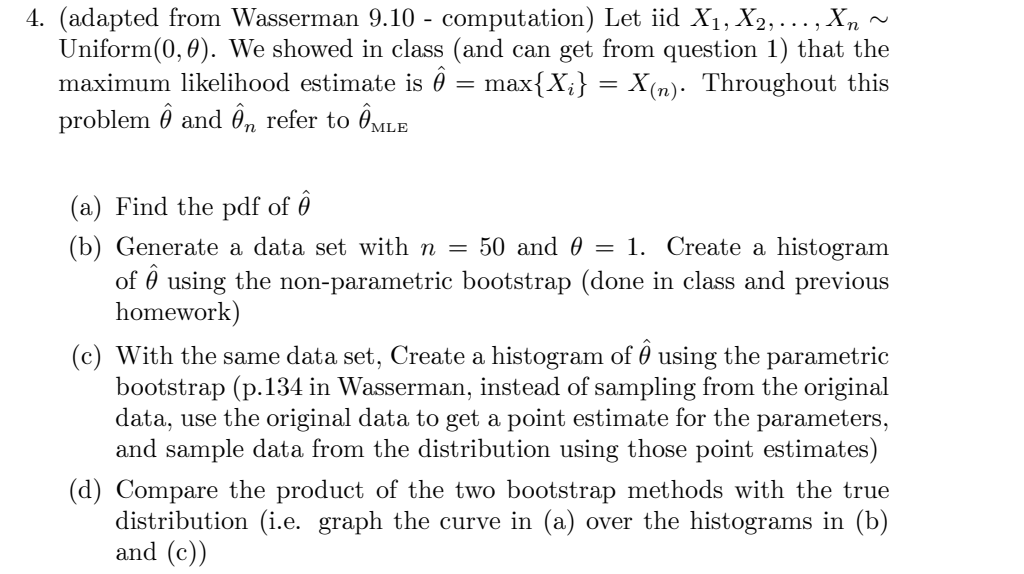 4. (adapted from Wasserman 9.10 - computation) Let | Chegg.com