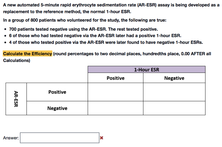 Solved A new automated 5-minute rapid erythrocyte | Chegg.com