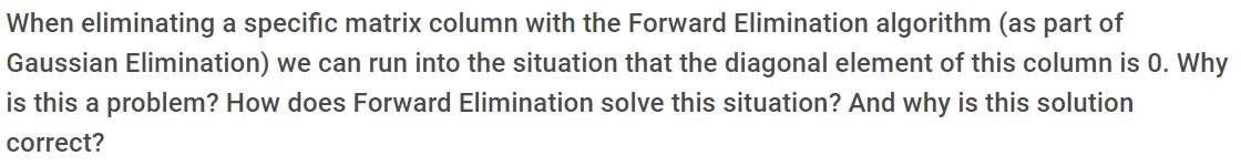 Solved When eliminating a specific matrix column with the | Chegg.com