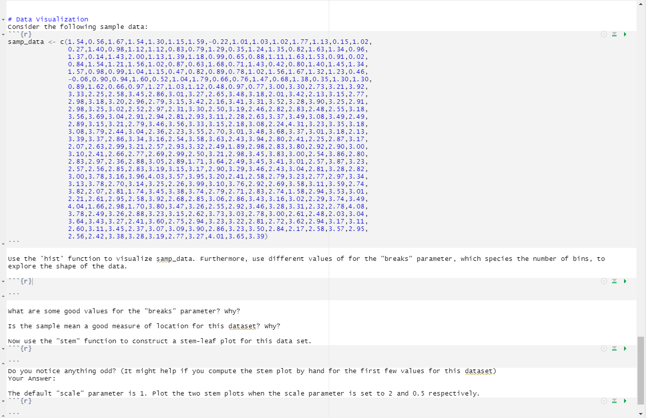 Solved - # Data visualization Consider the following sample | Chegg.com