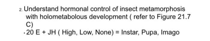 Solved 2. Understand hormonal control of insect | Chegg.com