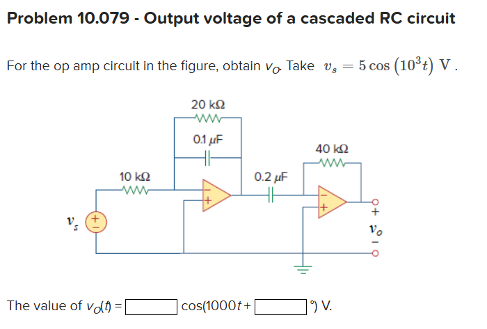 Solved Problem 10.079-Output voltage of ﻿a cascaded RC | Chegg.com