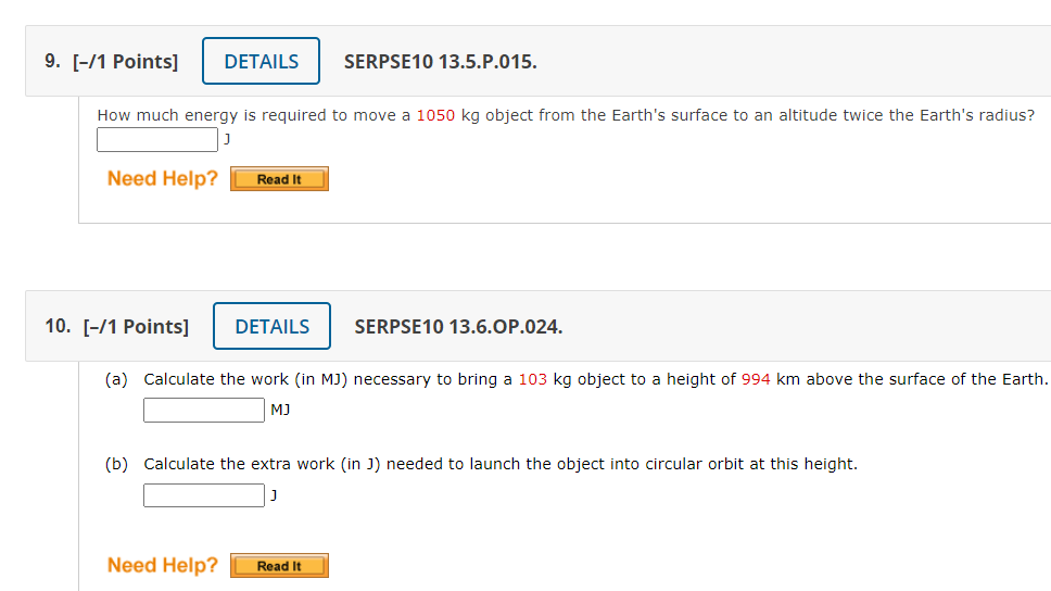 Solved 9 How Much Energy Is Required To Move A 1050